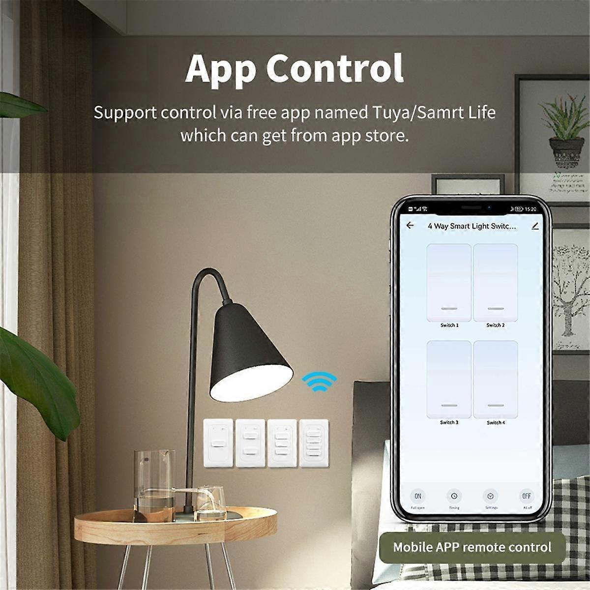 Zigbee Smart Light Wall Switch Push Button Interruptor Tuya No Neutral ...