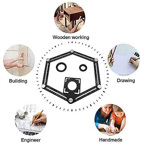 Multi-angle Measuring Ruler With Positioning Hole, 6 Sided Aluminum ...