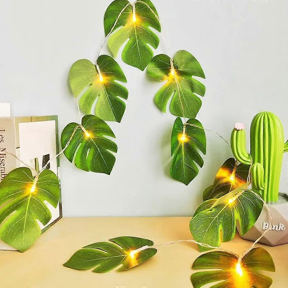 20 LED Monstera Leaf String Lights, Artificial Tropical Palm Leaf Wall ...
