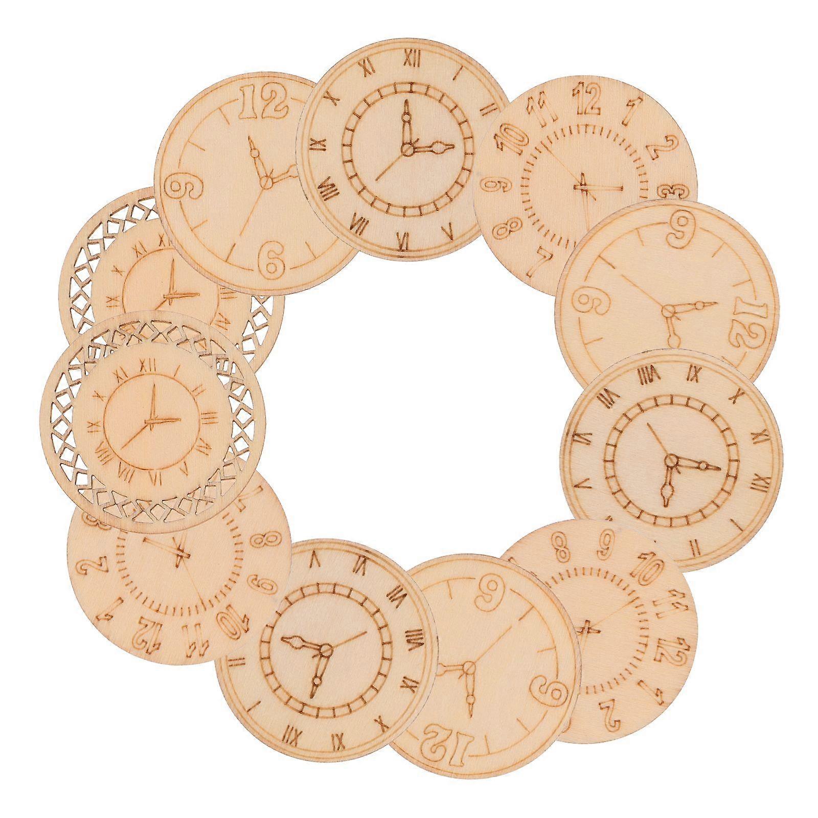 16pcs Wood Clock Cutouts Wall Craft Diy Paintable Blank Wood Cutouts ...
