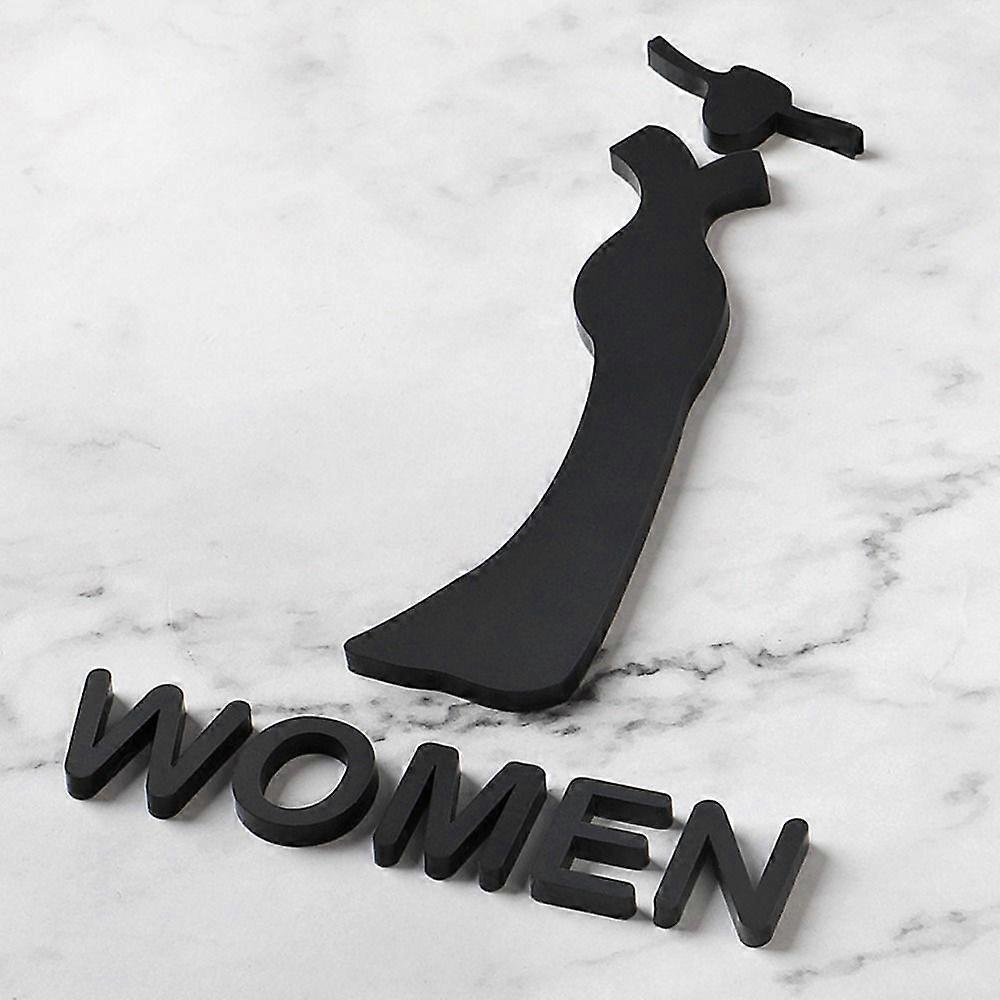 Black Wc Signage 3D WC Plaque Address Plates Men Women Toilet Signs ...