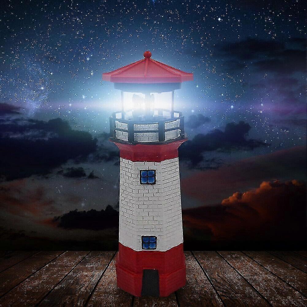 Large Solar Powered Lighthouse Rotating Led Bulb Garden Ornament Patio ...