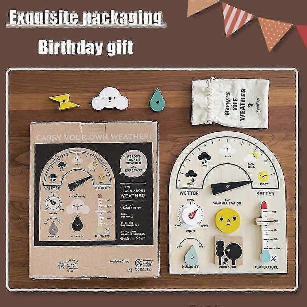 Wooden Weather Station Children's Toy Learning Observatory Weather ...