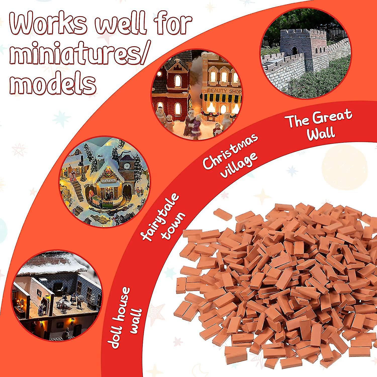 200 Pieces Mini Bricks For Landscaping Miniature Bricks Brick Wall ...