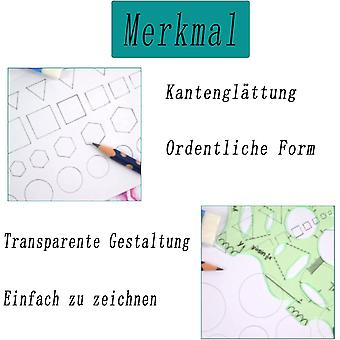 6 Pieces Geometric Drafting Templates Green Geometric Templates Ruler ...