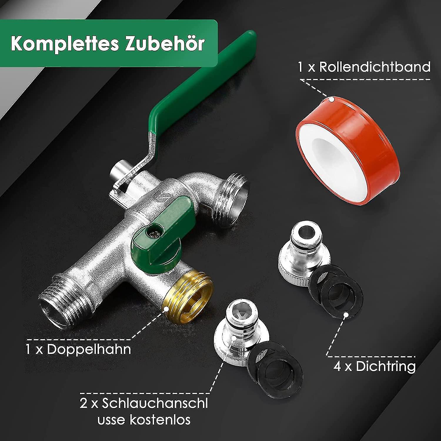 Garden Faucet, Double Outlet Tap 1/2 Inch, Made Of Brass, Rust And ...