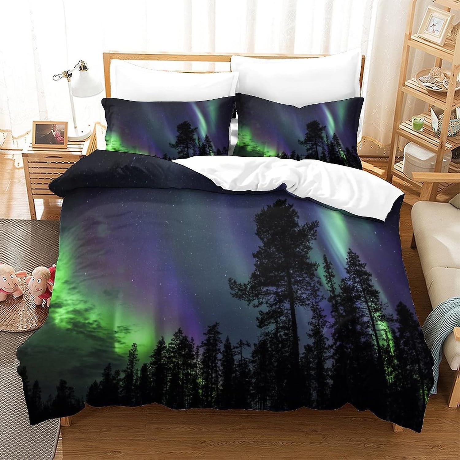 3D Northern Lights Duvet Cover Stitch Bedding Aurora Borealis Printing ...