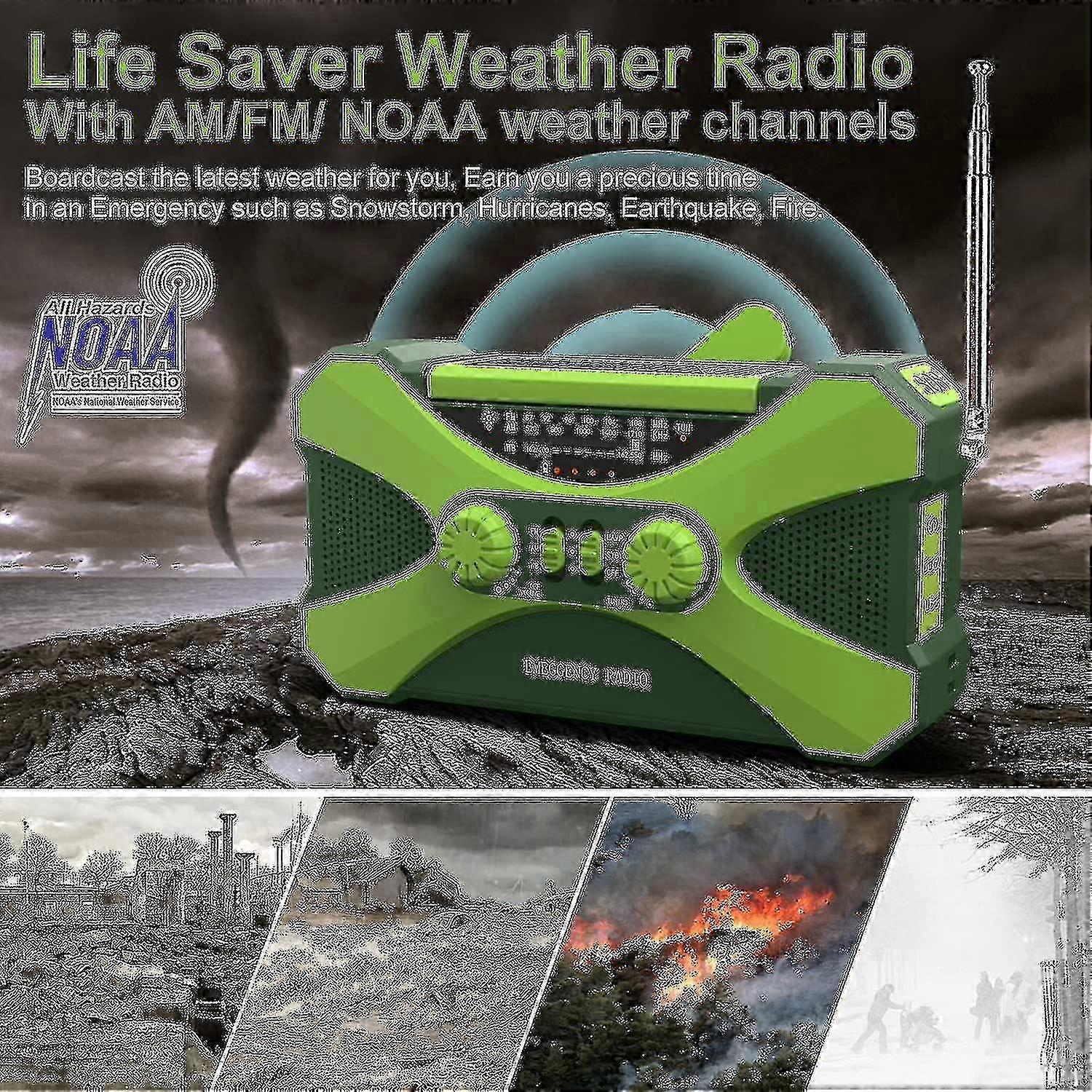 10000mah Emergency Radio, Solar Hand Crank Radio, Portable Am/fm/noaa ...