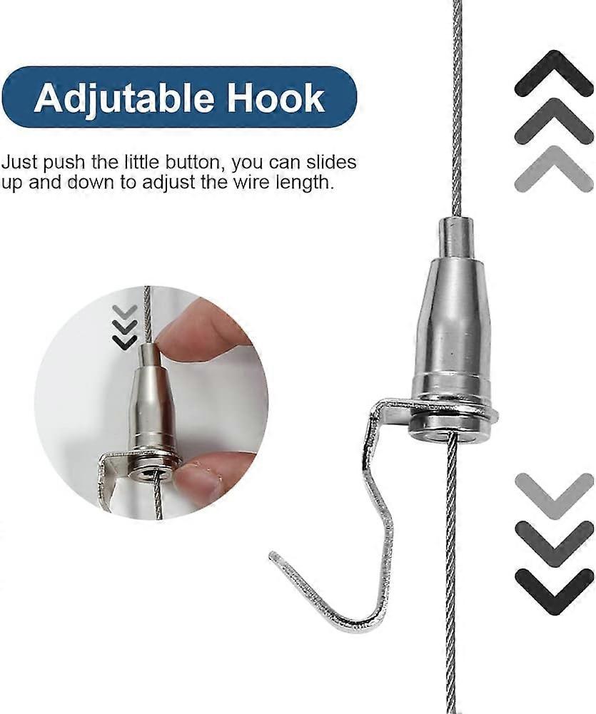 Picture Rail Hooks and Wire, 4.9 Feet Adjustable Picture Hanging ...