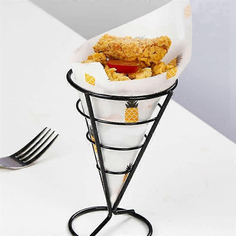 6 Pcs Wire Metal Food Racks Cone Fried Basket Serving Chips Stand ...