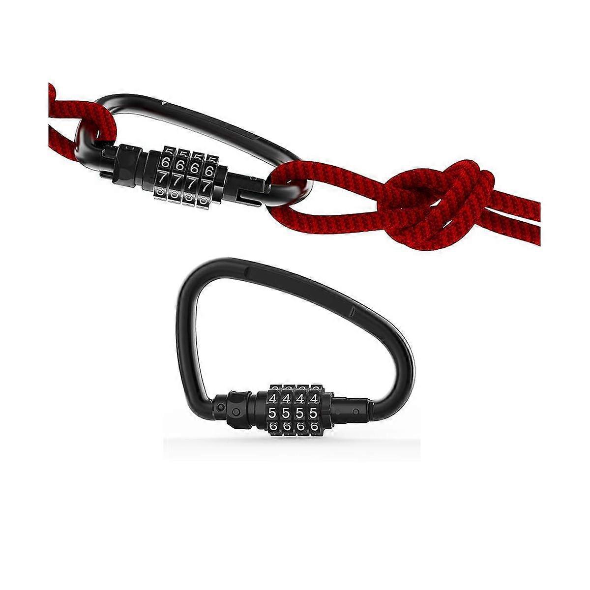 , 4-Digit Heavy Duty Carabiner Clips, D-Shaped Code Lock for Looped ...