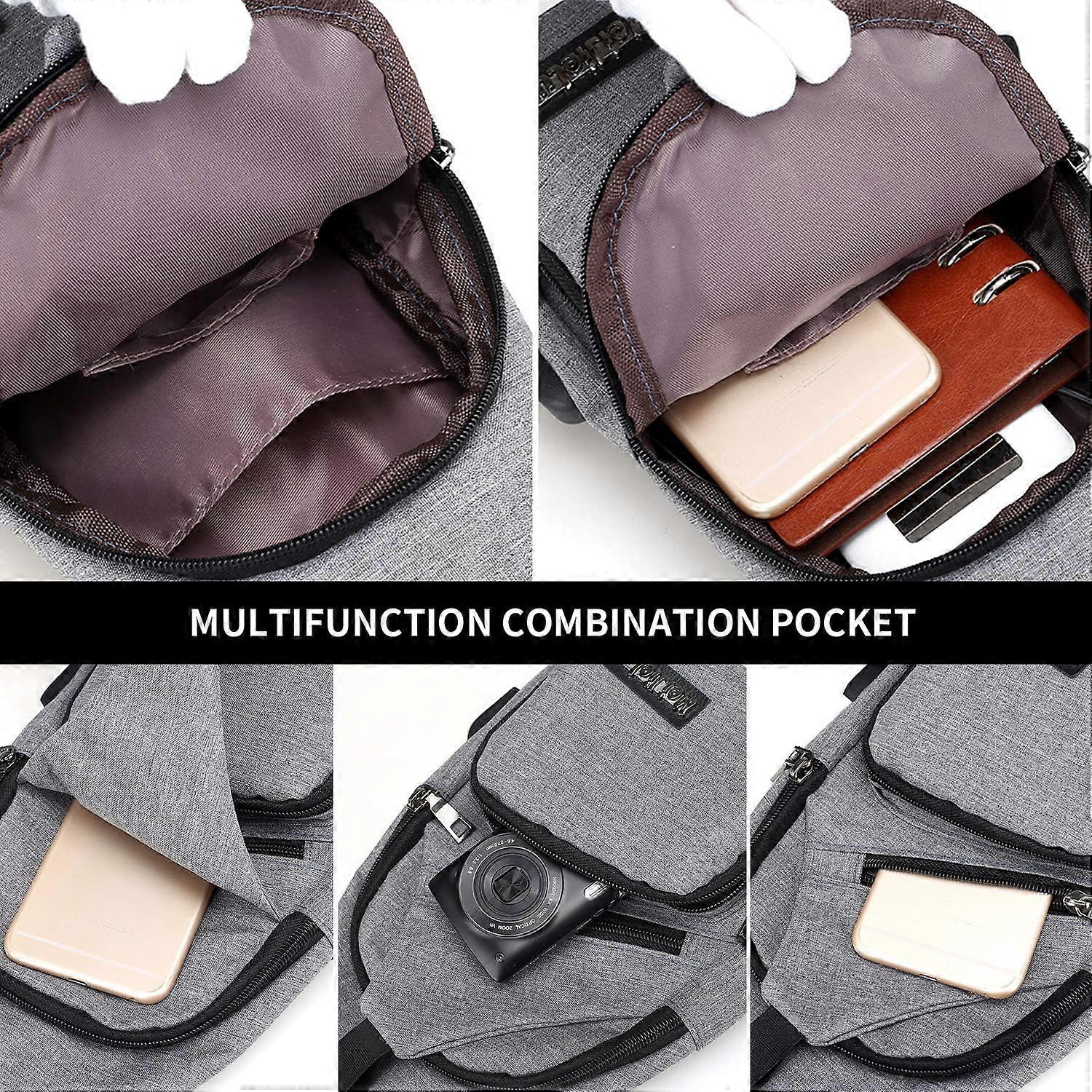 Unisex Chest Bag Shoulder Bag Men's Women's Messenger Bag with USB ...