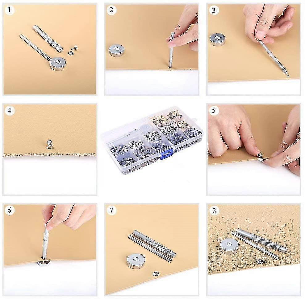 300 Pcs Leather Rivets Double Cap Rivets Kit With 3 Pc Fixing Tool Kit ...