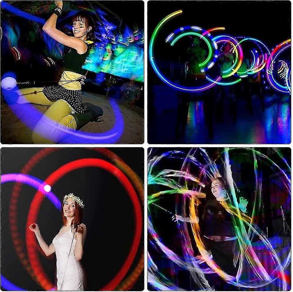 Led Poi Balls, Set Of 2 Led Poi Juggling Balls With Rainbow Colours And ...