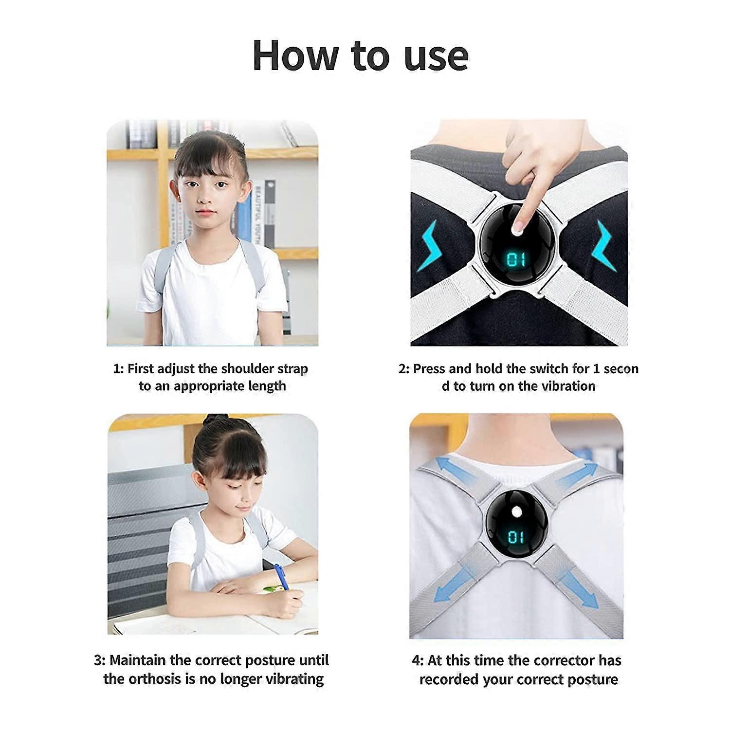 Posture Corrector,Inductive Orthotics With Vibration Reminder, Sitting ...