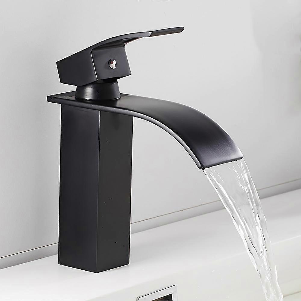 Waterfall Basin Faucet Mixer Black Modern Single Lever Bathroom Faucet ...