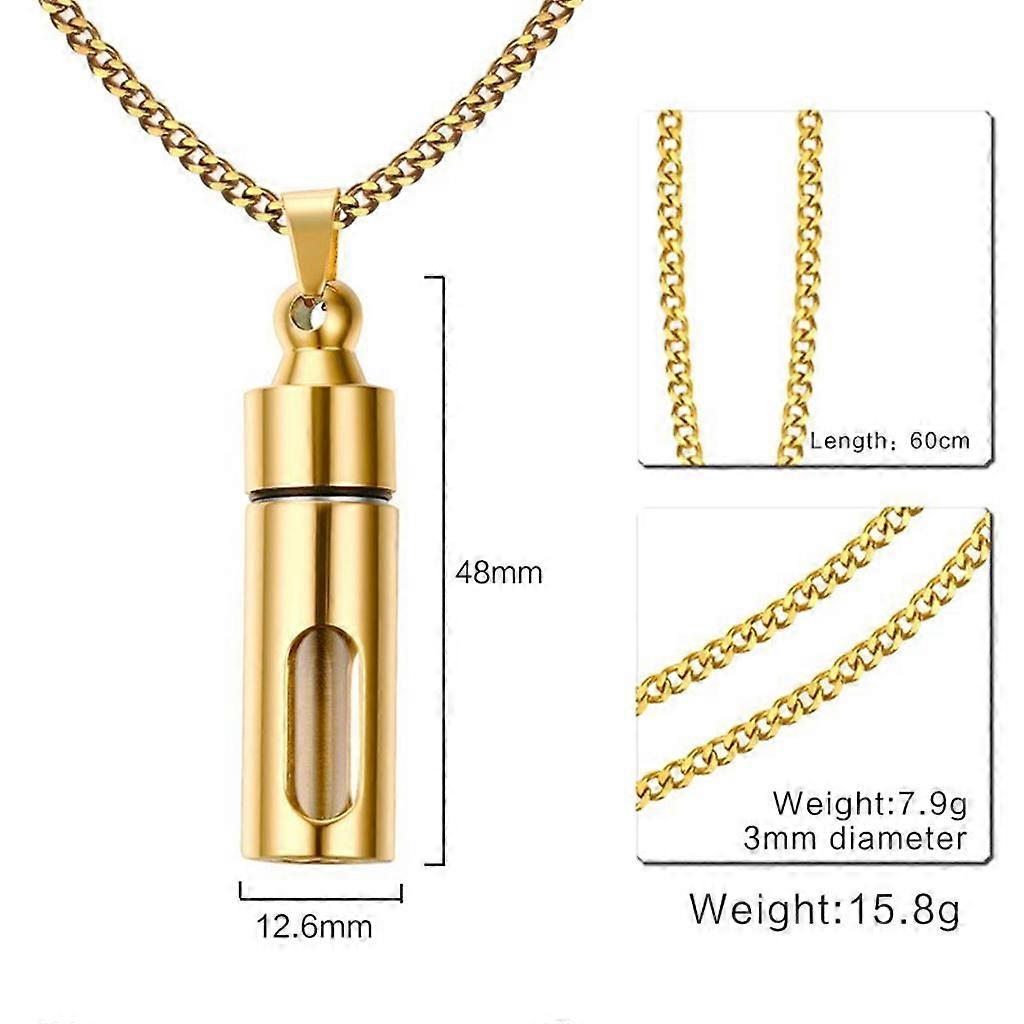 Stainless Steel Glass Openable Container Tube Urn Pendant Necklace ...