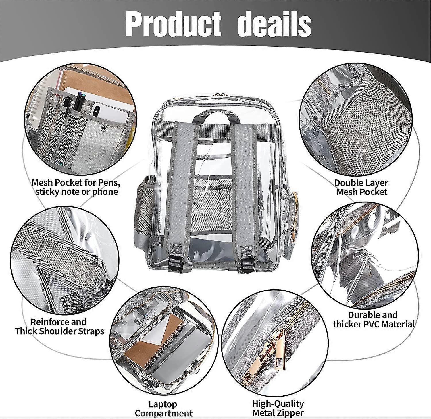 Large Clear Backpack Heavy Duty PVC Plastic Backpack Transparent Book ...