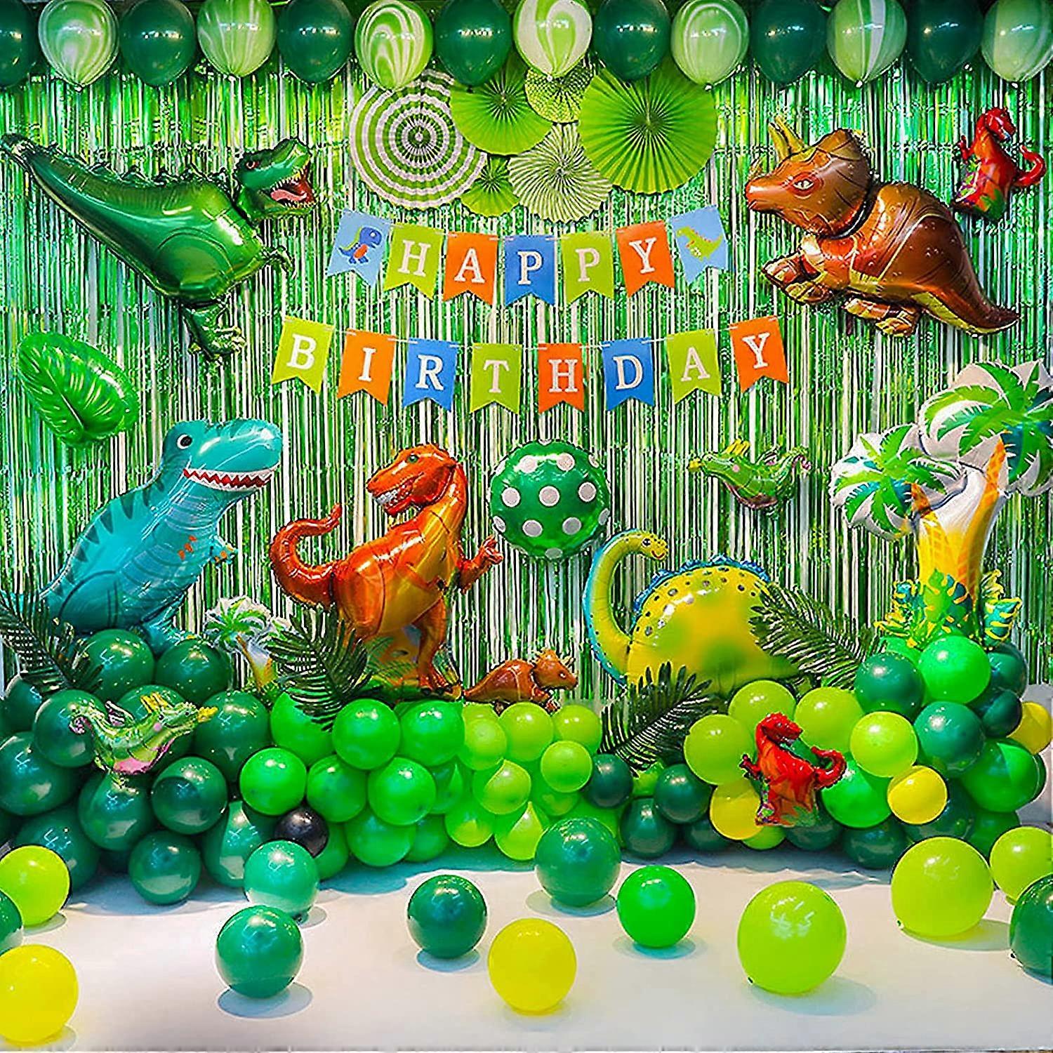 Dinosaur Birthday Party Decoration Set, 92 Pcs Set With Dinosaur Themed ...