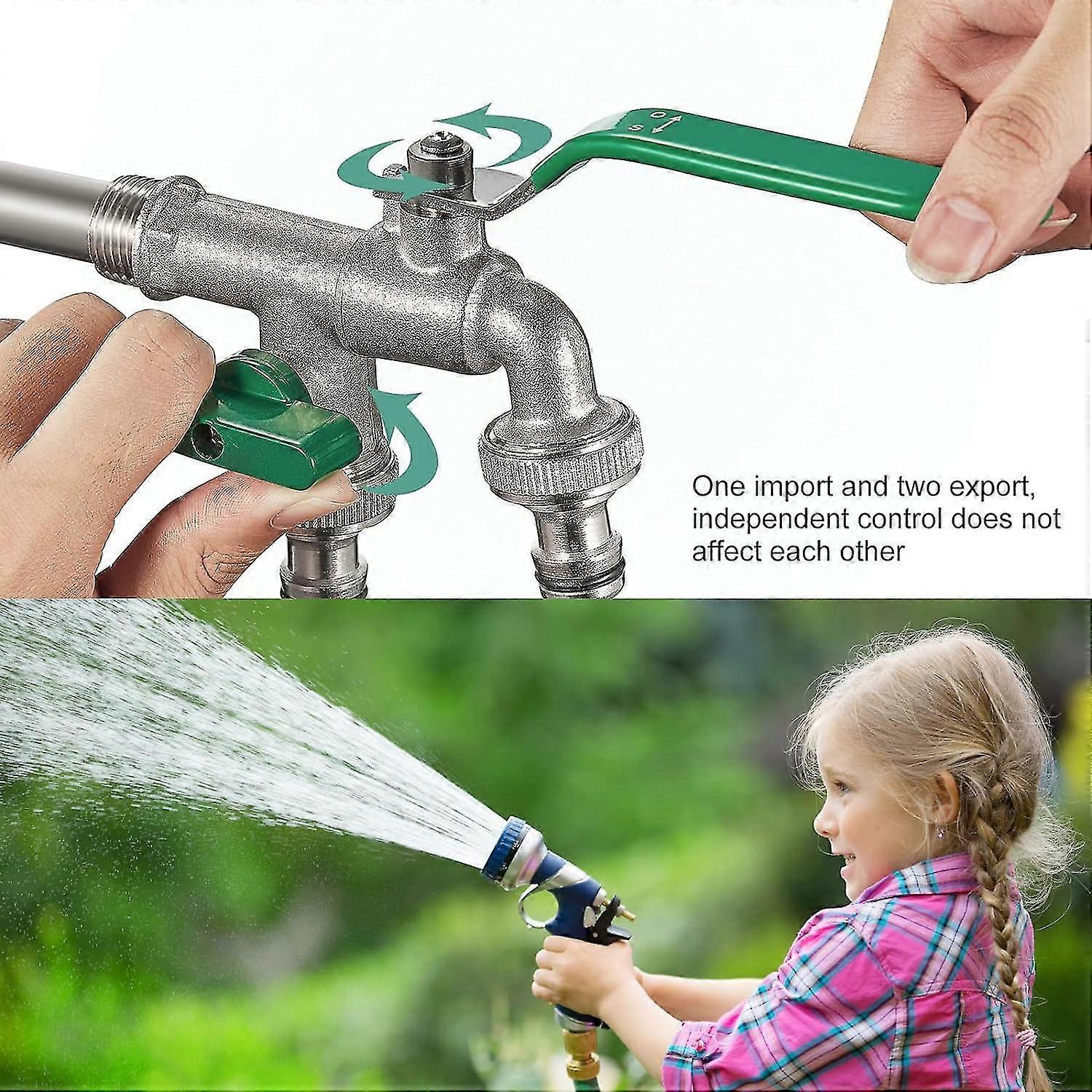 Premium Brass Double Water Tap, 1/2'' Inch Garden Tap Double Water Tap ...