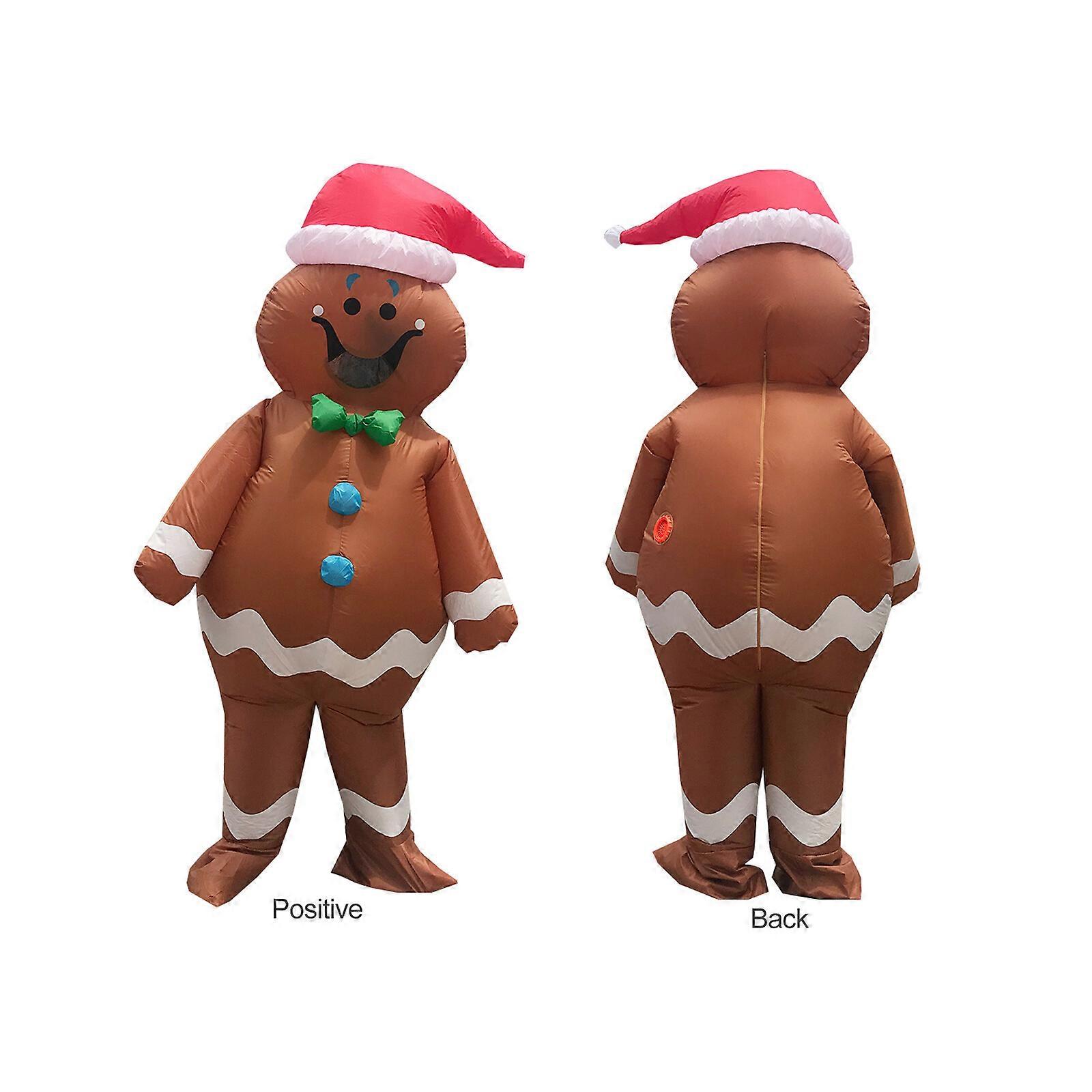 New Christmas Gingerbread Man Inflatable Costumes Dress Blow Up ...