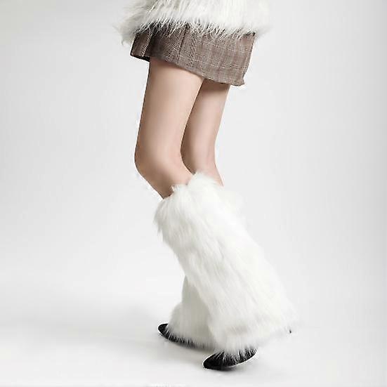 1 Pair Faux Fur Leg Warmers for Women Girls Plush Soft Boot Cuff ...