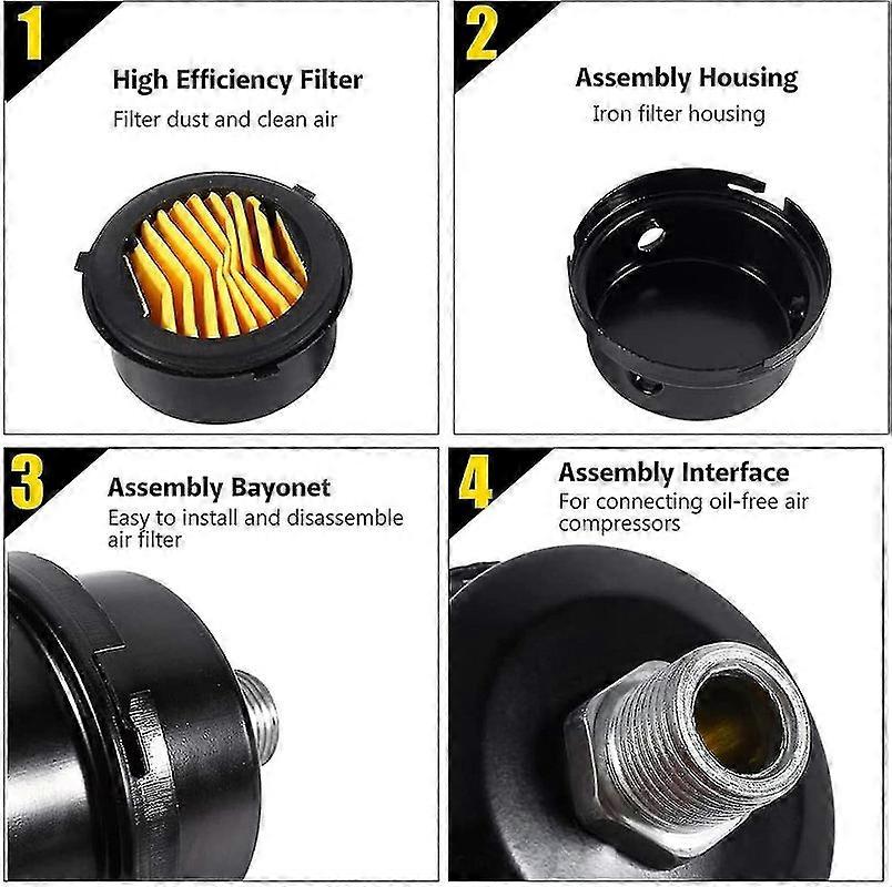 Intake Filter Muffler Air Filter For Compressor Black Air Compressor ...