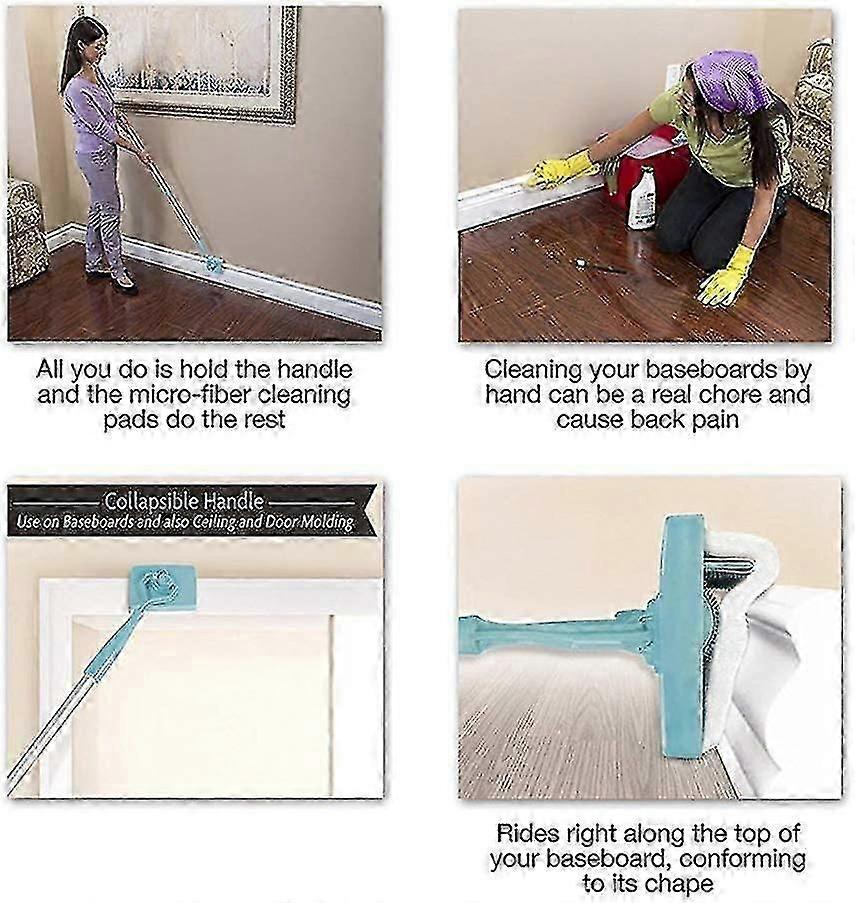 Broom, Cleaning Mop Folding Baseboard Cleaner Extendable Baseboard ...