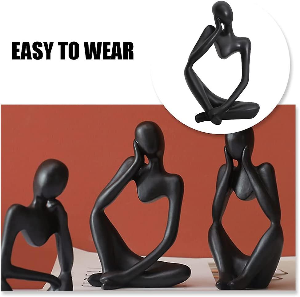 Mini Thinker Sculpture Ornaments Resin Black Modern Abstract Sculptures ...