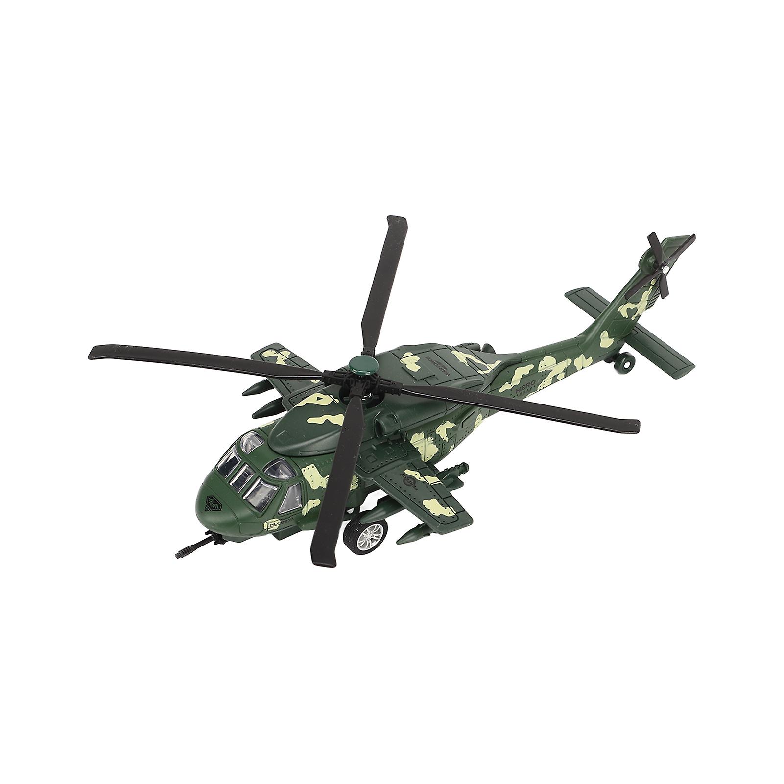 Diecast Metal Helicopter Model Sound Light Pullback Alloy Fighter ...