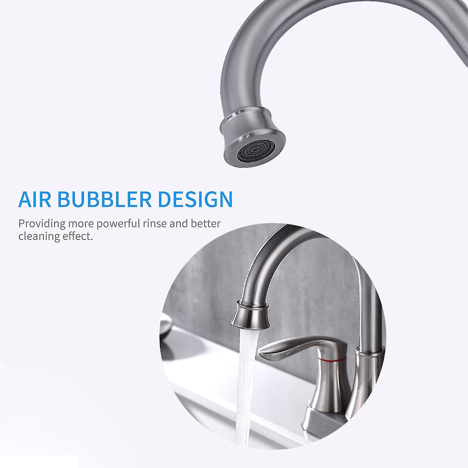 Silver Two Handle Kitchen Faucets High Arc Bathroom Basin Sink Faucets ...