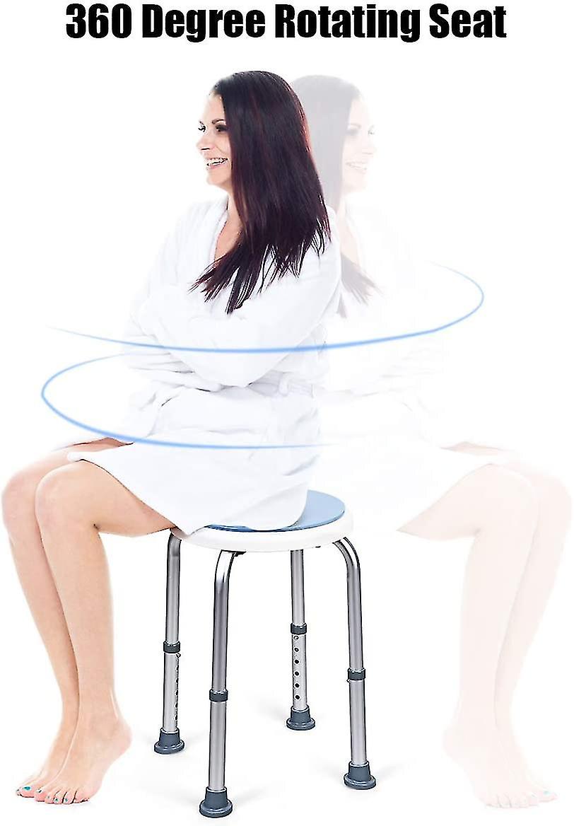 360 Rotating Round Shower Stool, 6 Positions Height Adjustable Bathtub ...