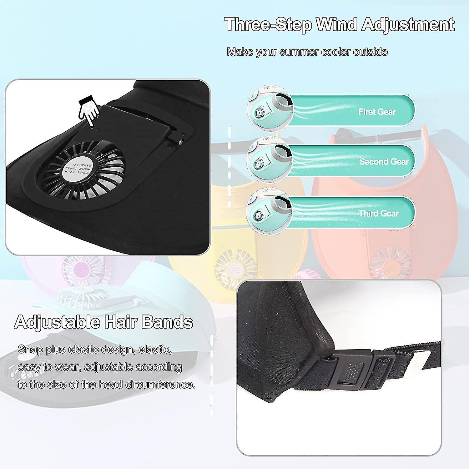 Sun Visors Hat With Fan For Women - Fan Visor Hat - Three Gear ...