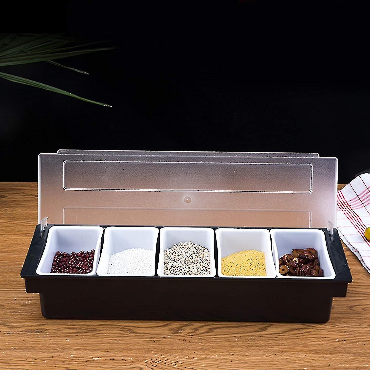 6 Compartment Trays Detachable Topping Station Plastic Pizza ...