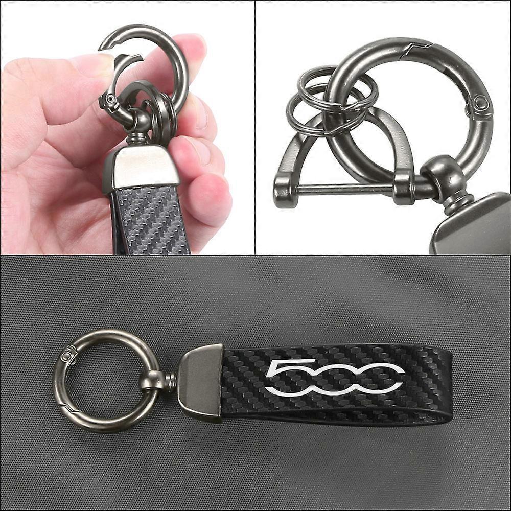 Car Carbon Fiber Pattern PU Leather Keychain For Fiat 500 500C 2012 ...