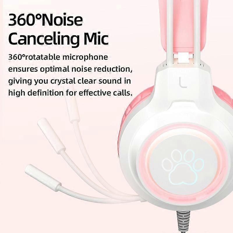 G35 Detachable Cat Ears PC Gaming Headset Wired Over-ear Headphones ...