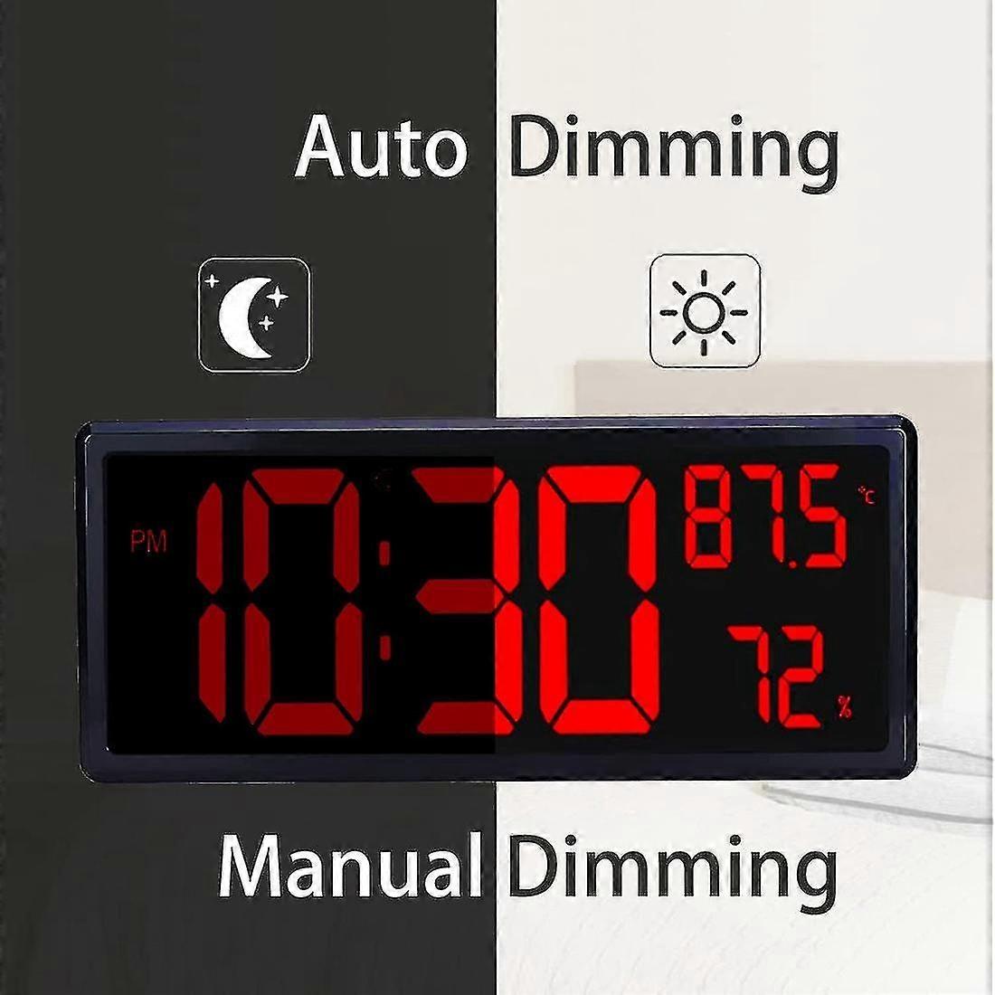 Large Digital Wall Clock,digital Clock Display With Temperature And ...