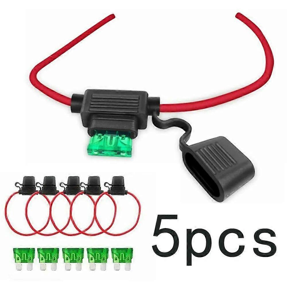 5 Set Inline Standard Blade Fuse Holder Splash Proof DC 12V 30A 14AWG ...