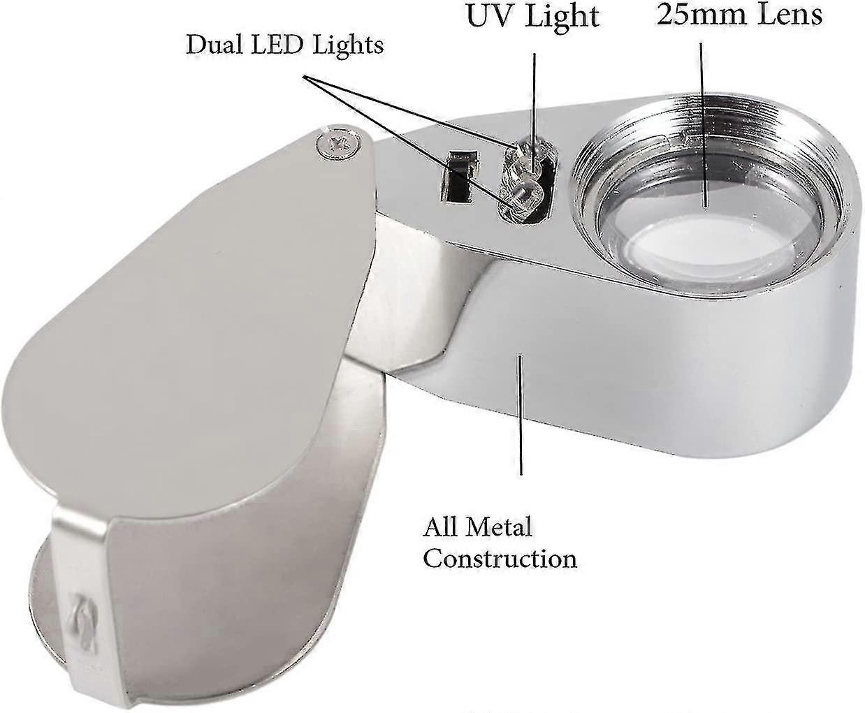 Jeweler's Magnifier, 40x Magnification, Made Of Metal, Folding ...