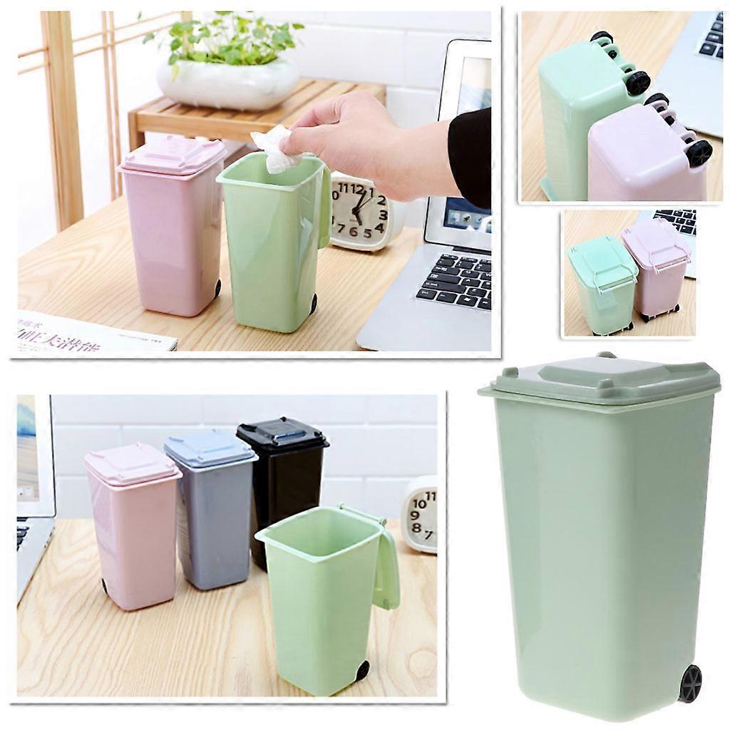 Mini Wheelie Trash Can Pen Holder Storage Bin Desktop Organizer Garbage ...