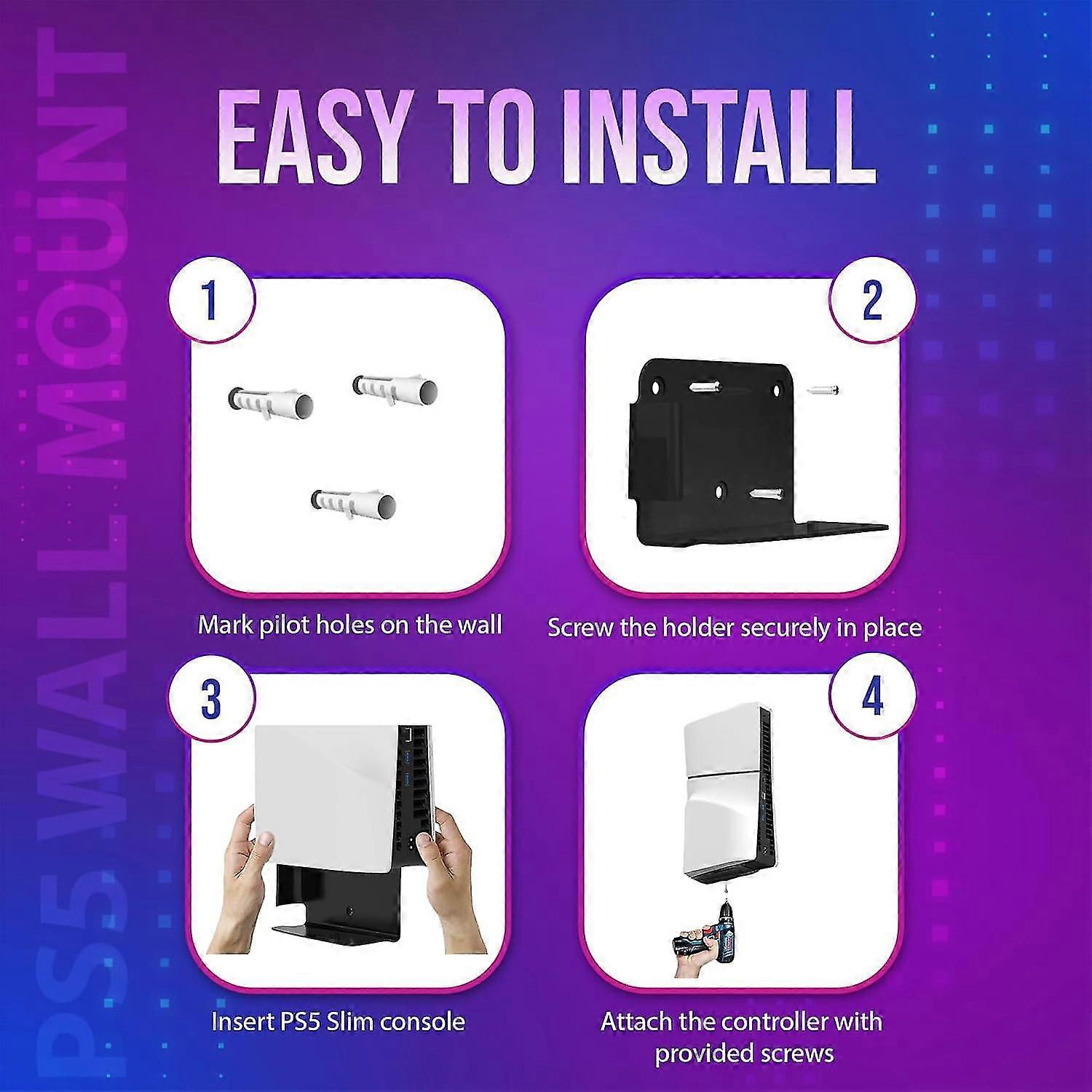 Aluminum Wall Mount for Playstation 5 Slim Digital Edition & Disc ...