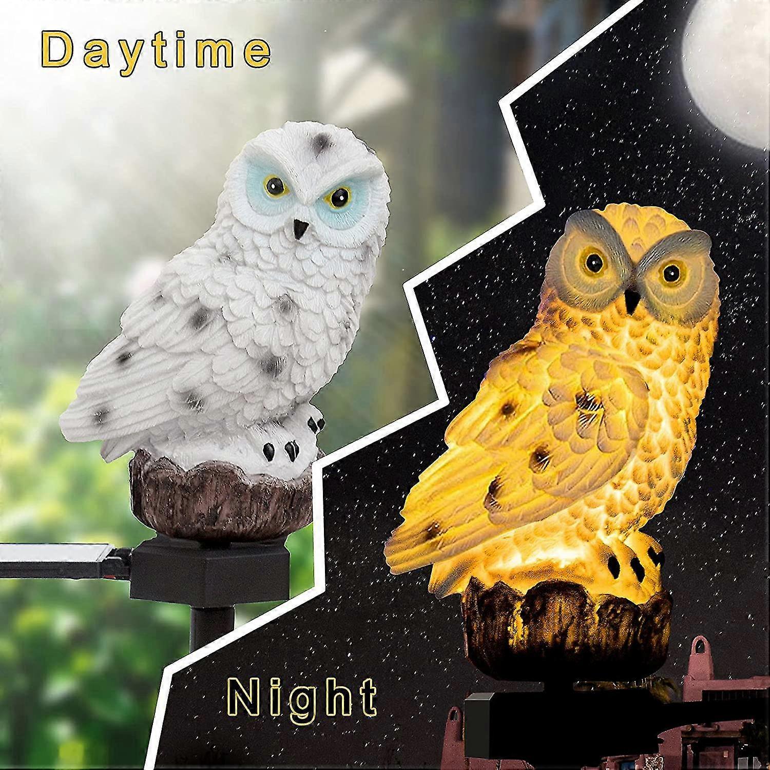 White Owl Outdoor Solar Lights Garden Decorative Resin Animal Sculpture ...