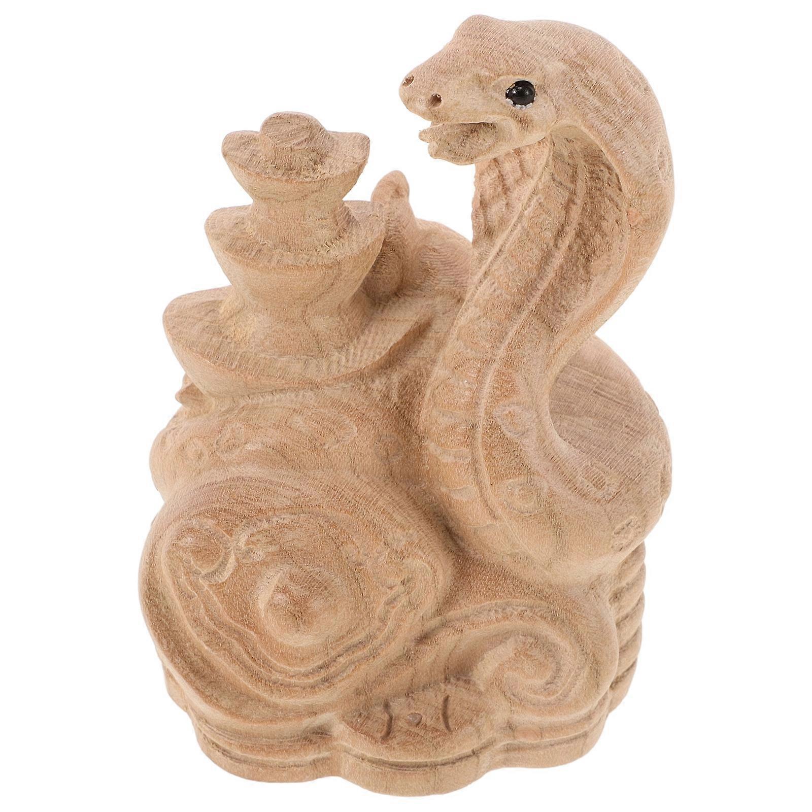 Chinese Snake Statue Wood Snake Figurines Feng Shui Decor Chinese Snake ...