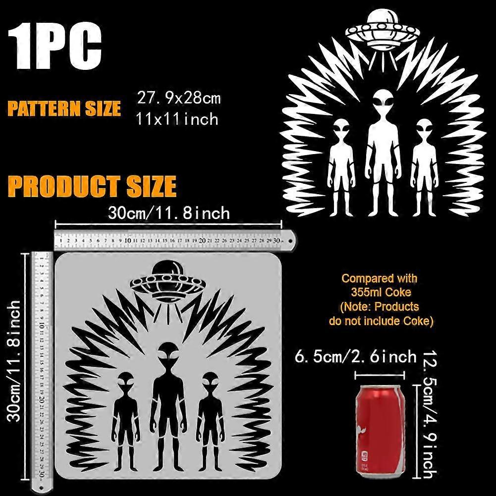 Alien UFO Painting Stencil 11.8x11.8 inch Reusable Aliens Pattern ...