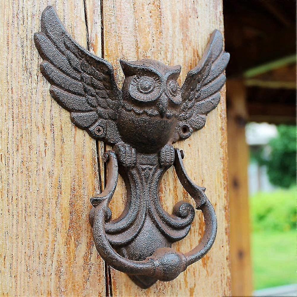 Owl Door Knocker, Vintage Cast Iron Door Knocker Door Handle, Owl Pattern Antique Style Cast ...
