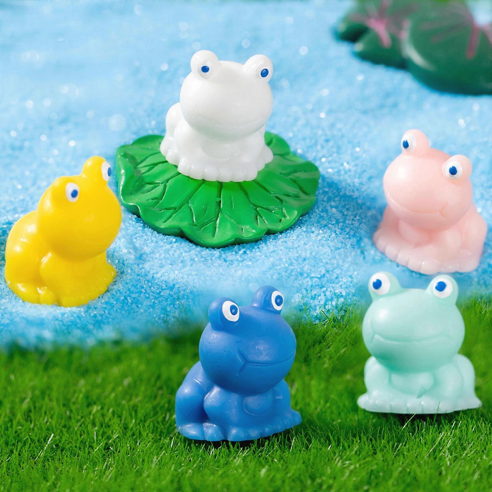 Mini Luminous Frog Figurines Miniature Figurine Mini Garden Resin Frog ...