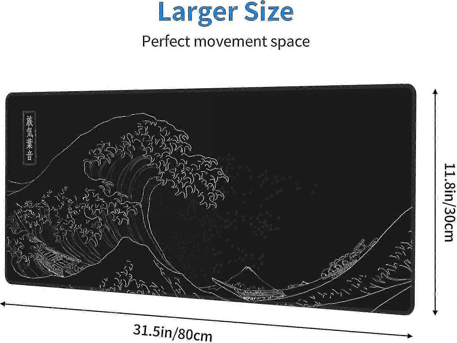 Extended Large Anime Black Mouse Pad The Great Wave Off Kanagawa ...