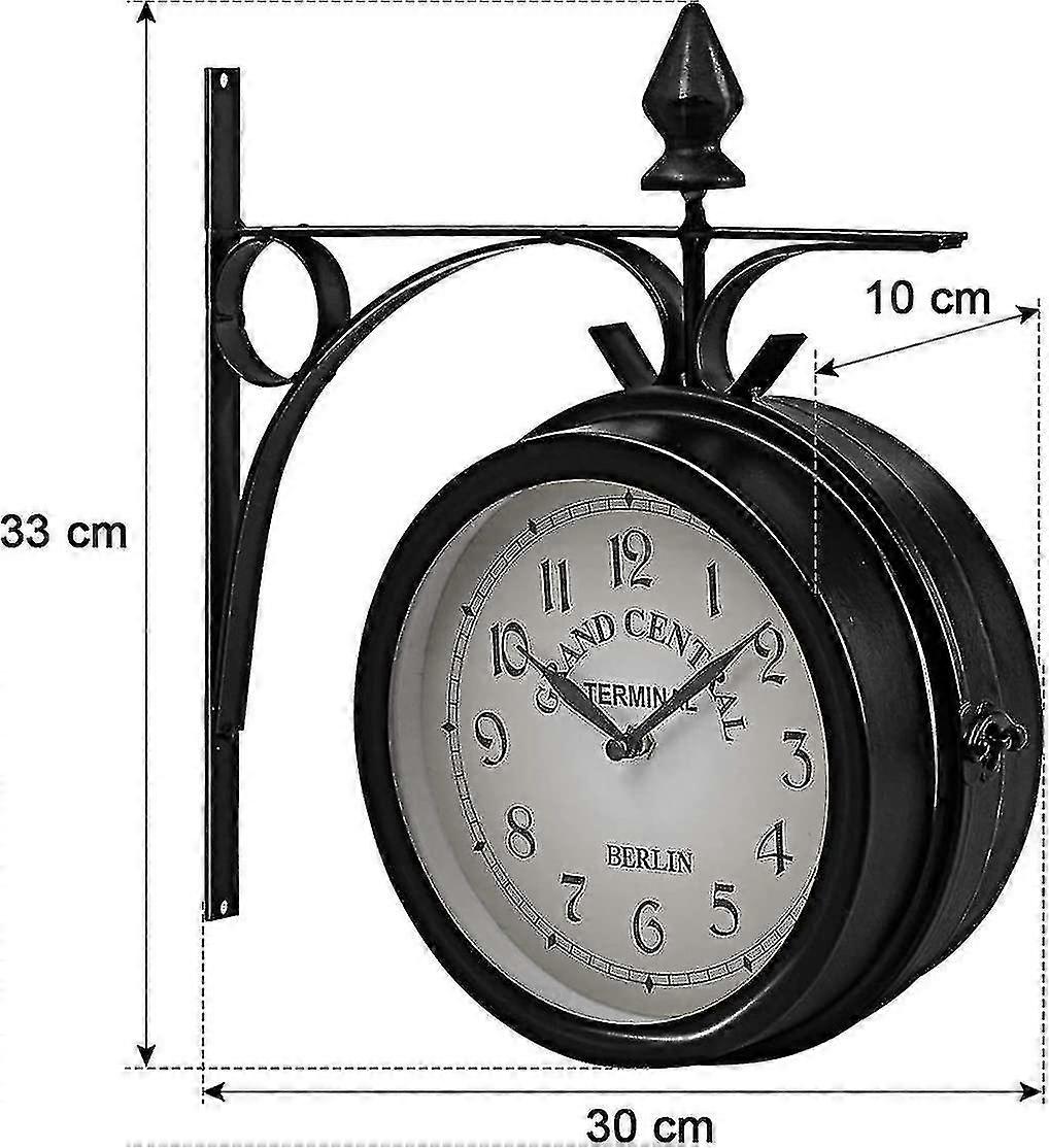 Double-sided Wall Clock Station Clock Garden Clock Double-sided Clock ...