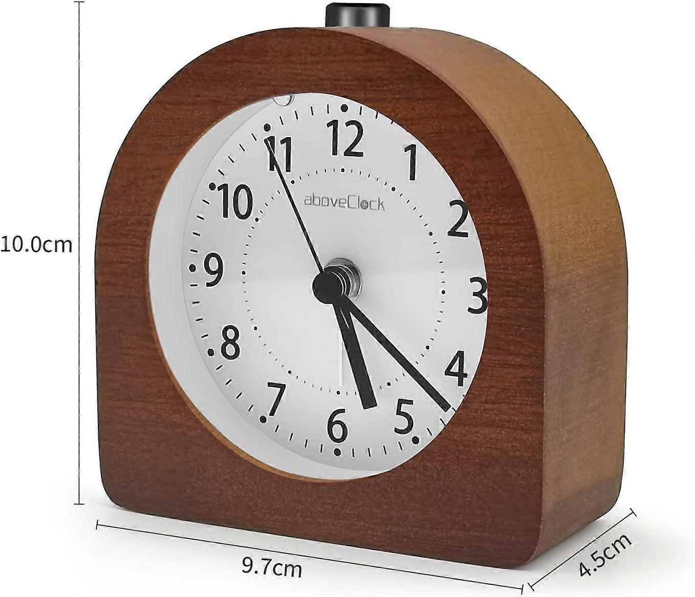 Wooden Travel Alarm Clock Lighted Alarm Clock Analog Silent No Tick ...