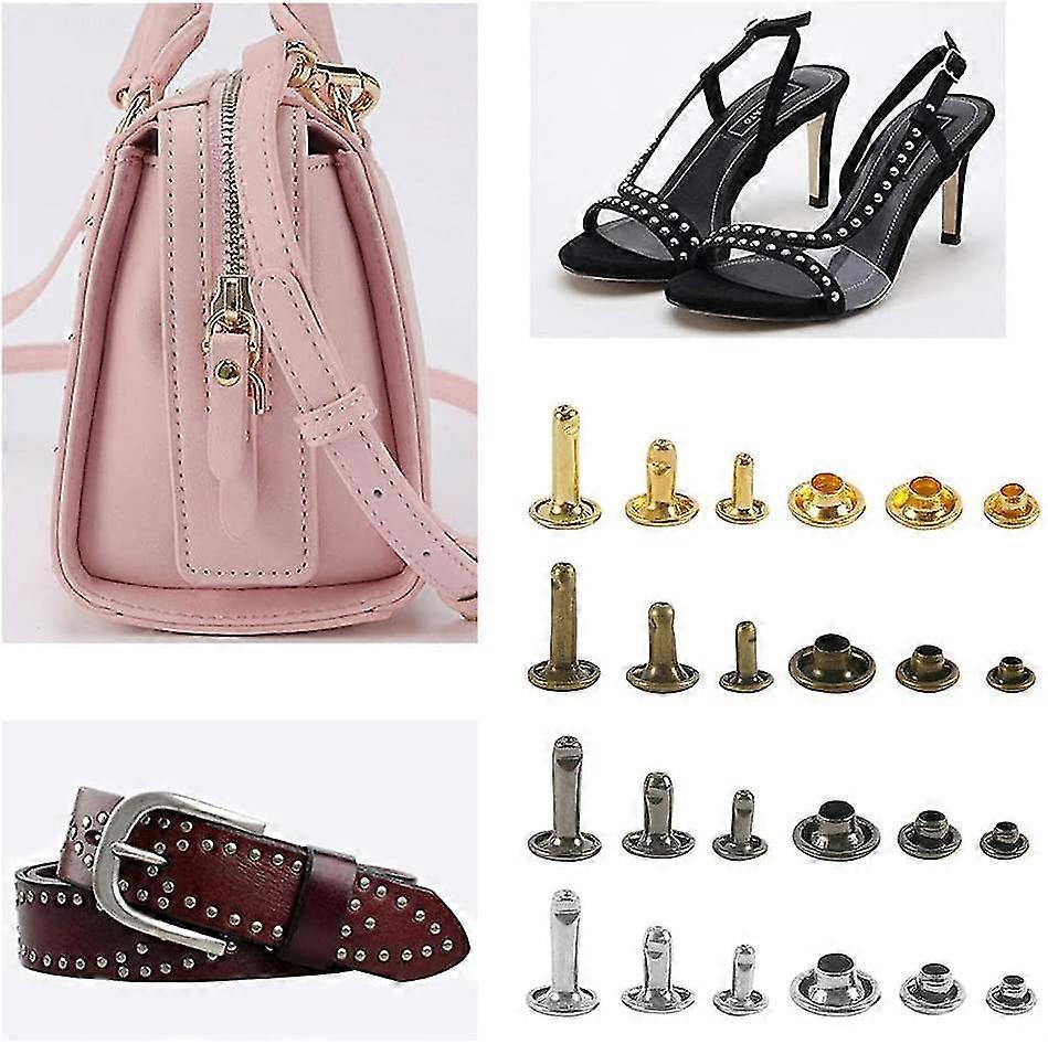 360 Leather Rivets Set Double Cap,3 Sizes Metal Tubular Rivet With ...